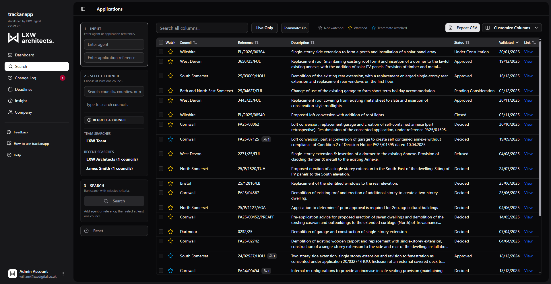 trackanapp | UK Planning Application Tracker & Management Software